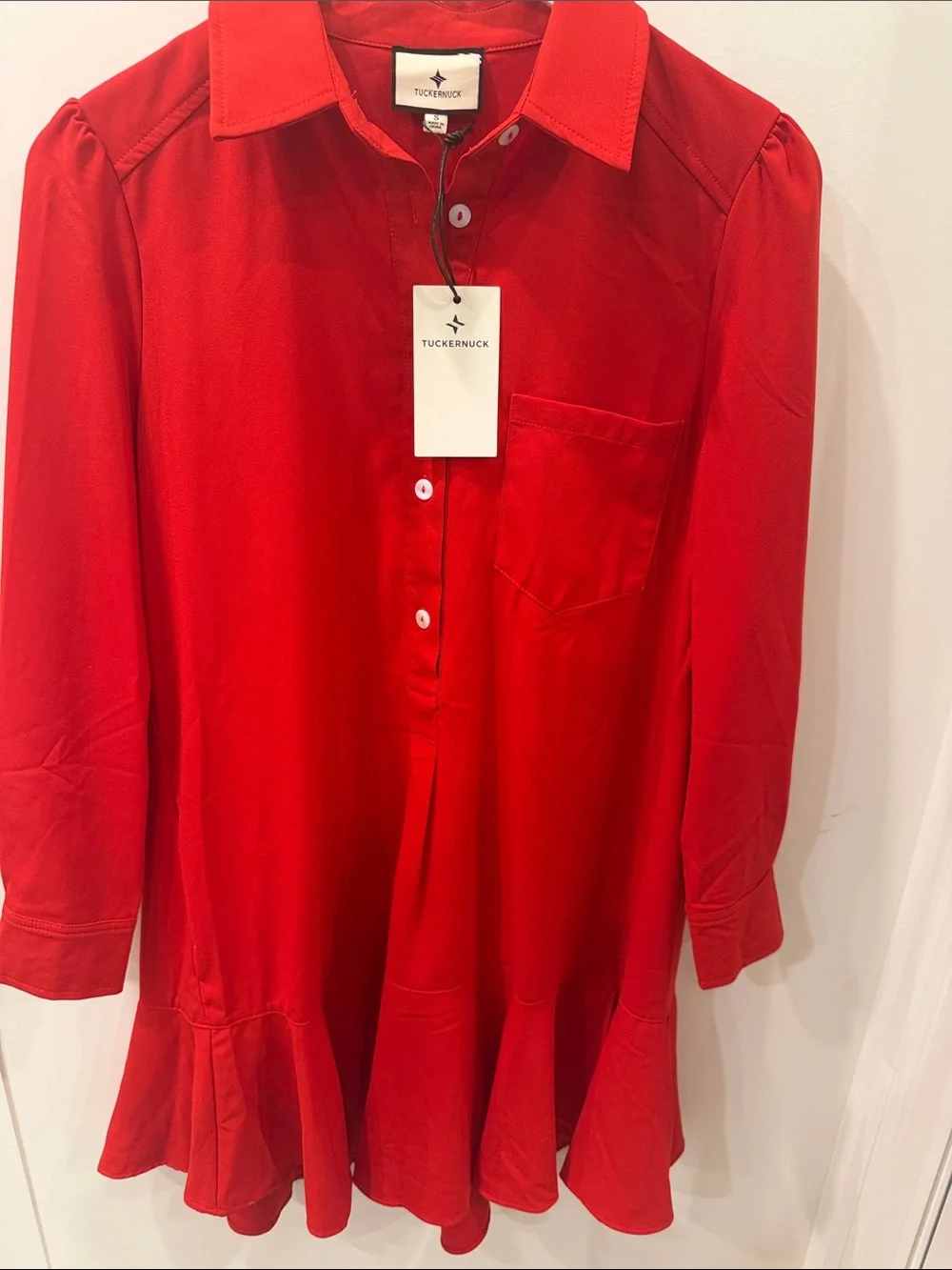 Tuckernuck | Dresses | Tuckernuck Red Mini Dress With Ruffle Hem | Poshmark